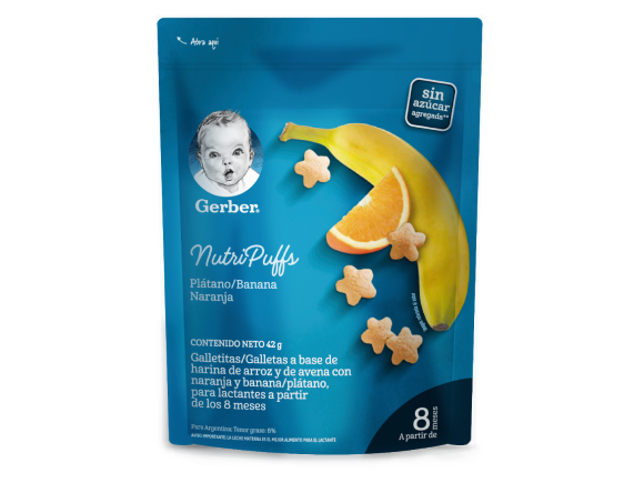 Galletas Gerber® Nutripuffs banana naranja | Nestlé FamilyNes